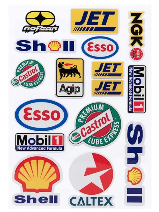 Reflective Motorcycle Stickers Bike Helmet Decals Castrol Mobill Agip ...