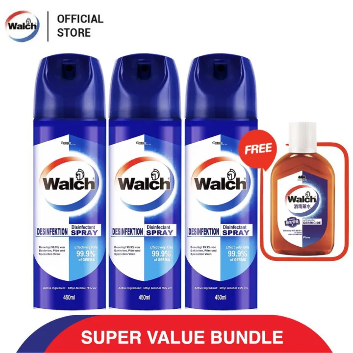 [Bundle of 3] Walch Disinfectant Spray 450ml Free 1 x 330ml Antiseptic ...