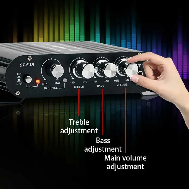 Mini Digital Power Audio Car Amplifier Blue Light Stereo Audio ...