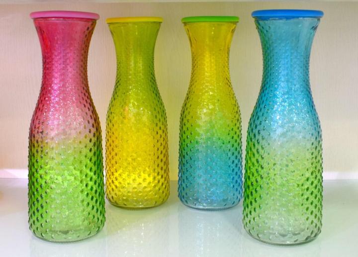 Pitcher Bottles With Silicone Cover - Set of 4 - Multi color - Glass ...
