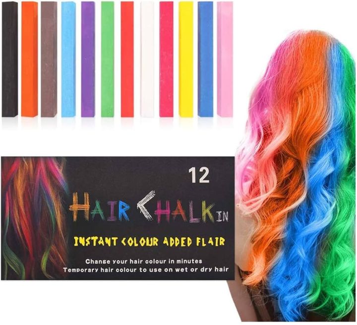 Pack of 12 Colors Hair Colour Chalk, Temporary Hair Chalk, Safe Non ...