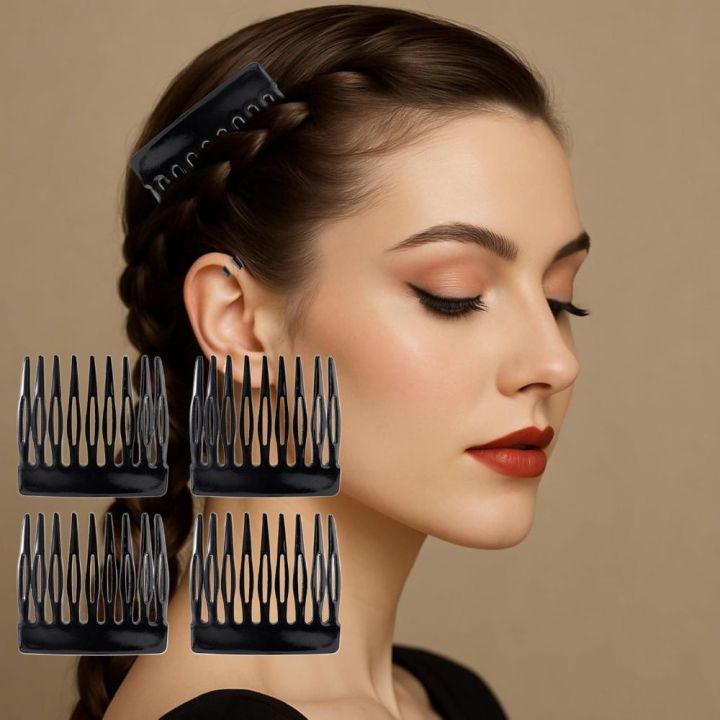 New Black French Side Comb Small French Decorative Bun Hold Clips Slide ...