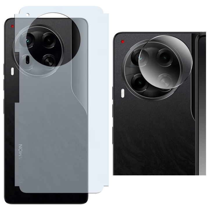Tecno Camon 30 Back Protector Carbon Fiber Matte Soft Skin Sheet + Back ...