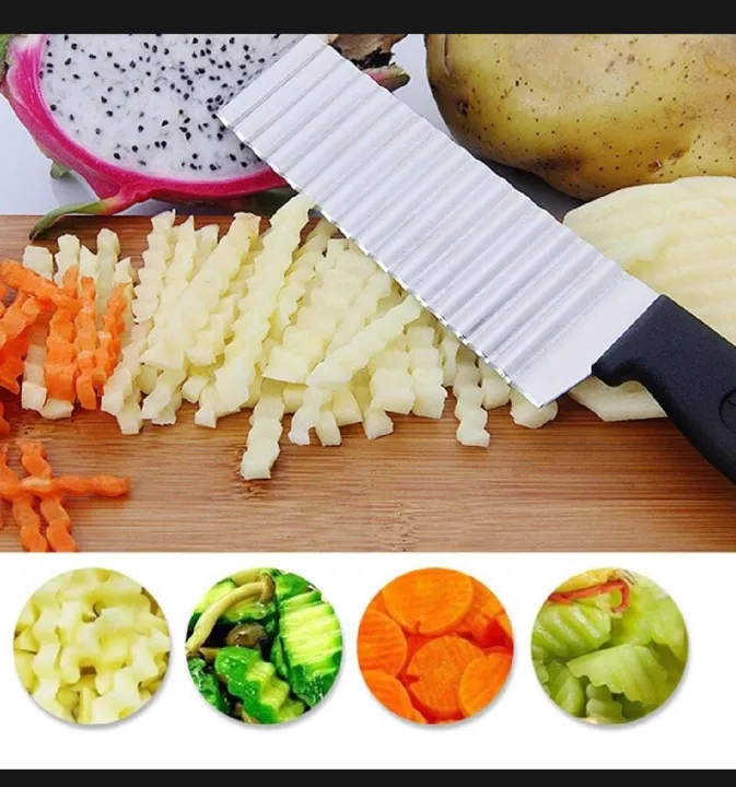 HTS Potato French Fries Cutter Wavy Crinkle Knife Stainless Steel ...