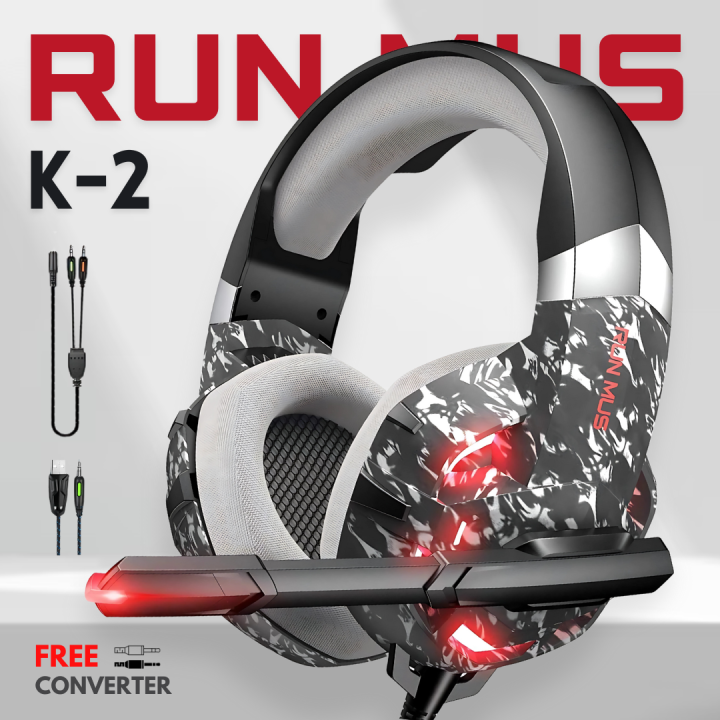 ORIGINAL K2 RGB Gaming Headset with FREE 1-to-2 Converter – Noise ...
