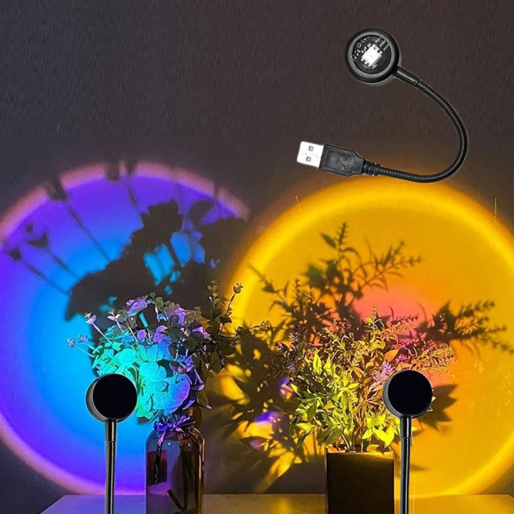 Mini USB Atmosphere Night Light Sunset Projection Lamp ABS For Bedroom ...