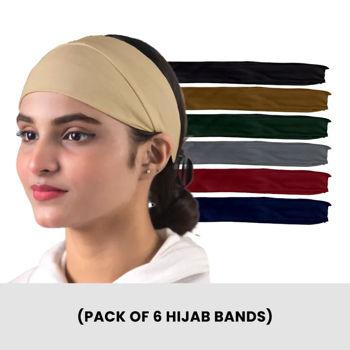 Hijab Cap Pack of 6 Half Hijab Bands In 6 Different Colors | Daraz.pk