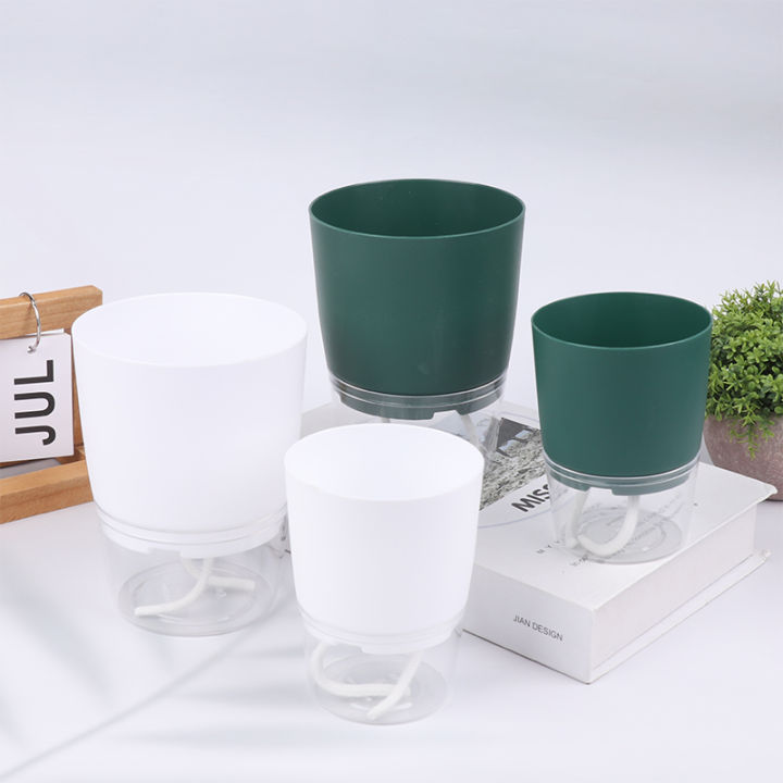 Double Layer Self Watering Plant Pots Lazy Hydroponic Water Absorbing ...