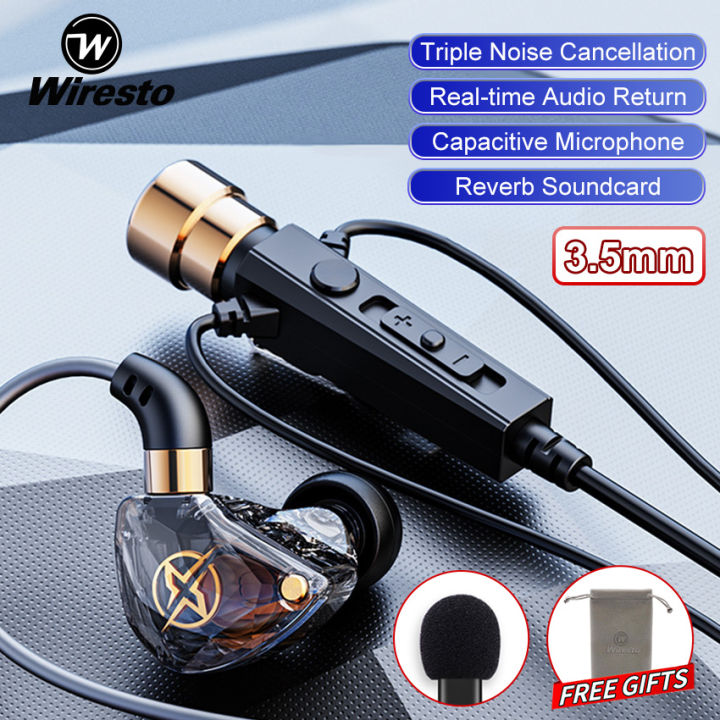Wiresto Wired Earbuds In Ear Earphones Smart Reverb Headset Noise ...