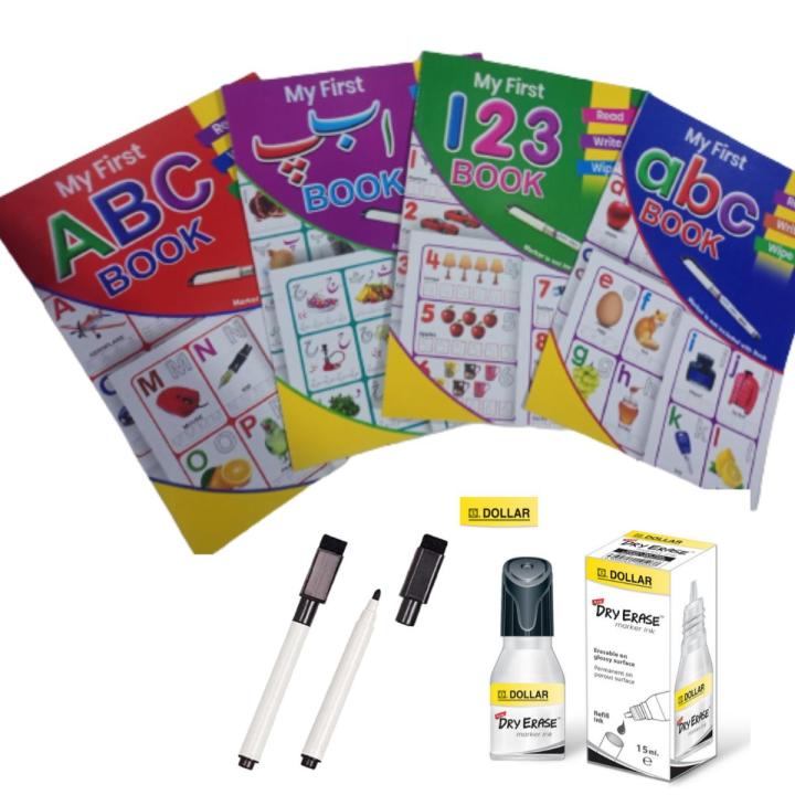 Childrens Write and Wipe Book with 2 Markers and Dry Erase Ink ...