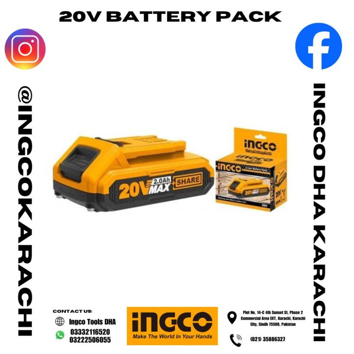 Ingco 20V lithium-ion Battery Pack FBLI20011 | Daraz.pk