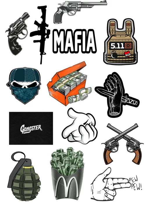 Gangster Stickers - Pack Of 14 Sticker Aesthetic Art Stickers for ...