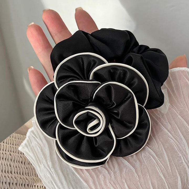 Korean Style Big Camellia Scrunchies Hair Clip Fashion All-match Flower ...
