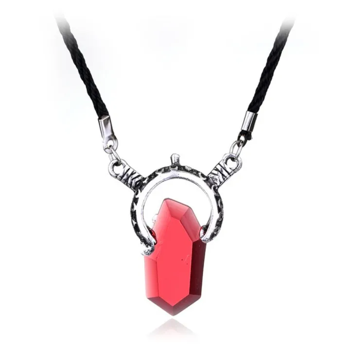Trendy Dmc Devil Maycry 5 Dante Pendant Necklace Red Blue Gem Cosplay ...