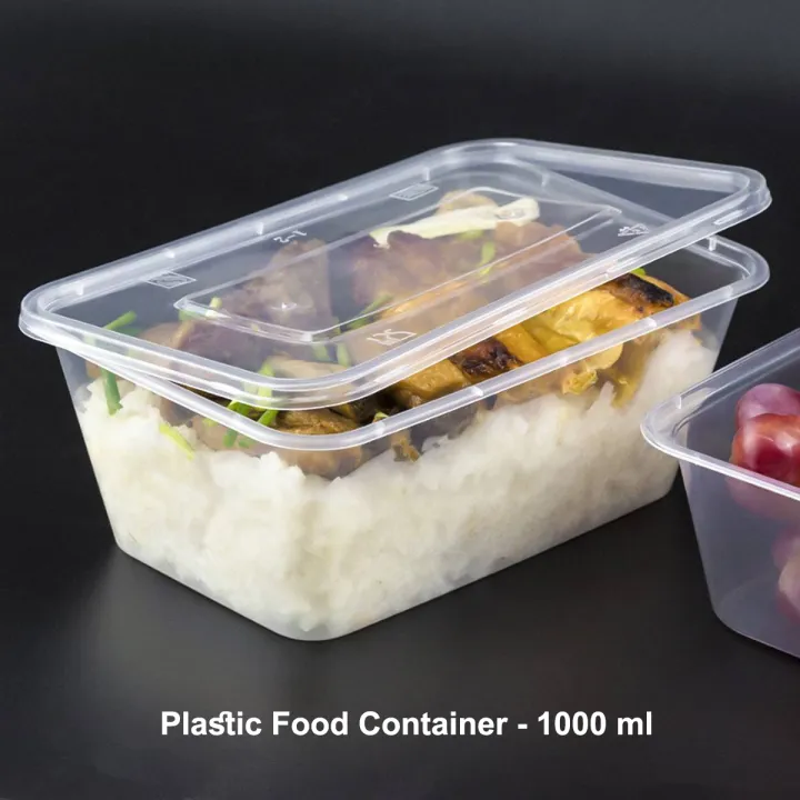 Pack of 10 - 1000 ML. Microwave Disposable Food Storage Boxes with Lid ...