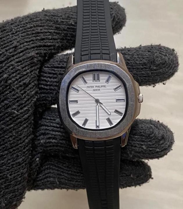 Premium Patek Philippe Inspired Watch – Square Metal Dial with Rubber ...