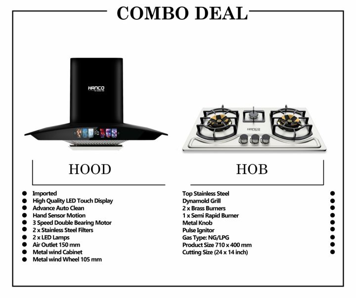 Combo Deal Hanco Kitchen Hood and Hanco Kitchen Hob - Complete Kitchen ...