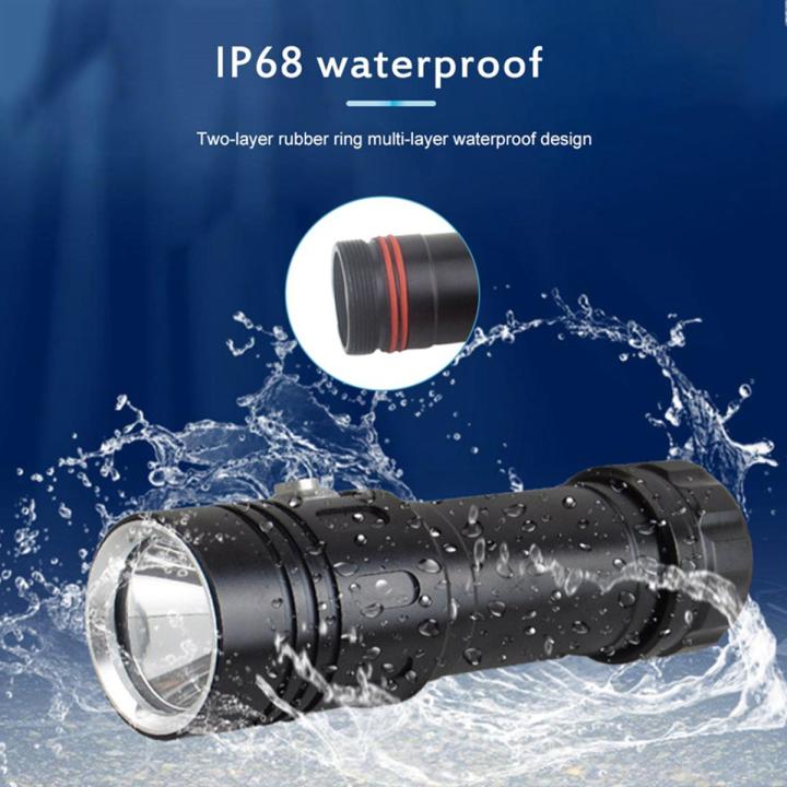 LED Diving Flashlight Scuba Dive Underwater Camping Lanterna Torch Lamp ...