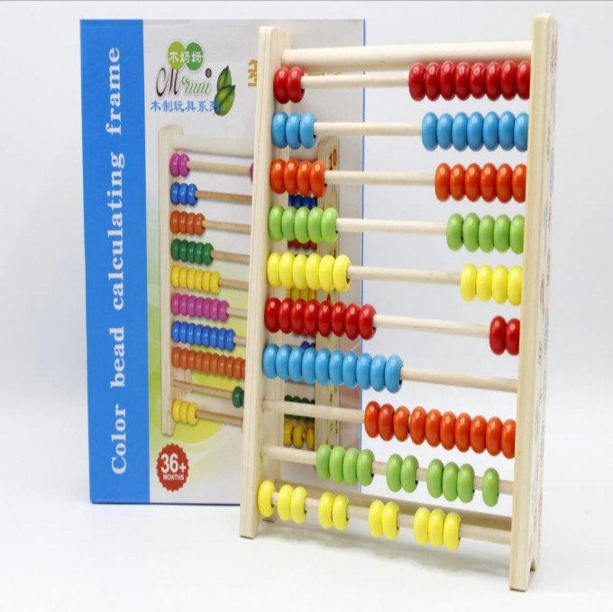 Interactive Wooden Abacus 10 Rows Learning Toy: Rainbow Tower with ...