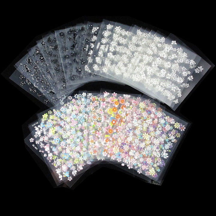 50 Sheeet 3D Flowers Self Adhesive Nail Art Stickers Multi Color Pack ...