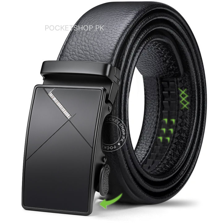 Premium Auto Lock Belt For Men and Boys / Lychee pattern Faux Leather ...