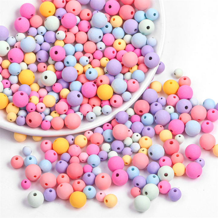 Plastic Acrylic Macarons Candy Solid Color Loose Beads For Necklace ...