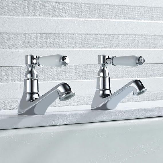 Twin Bath Tap,Traditional 3/4" Hot & Cold Chrome Brass Pairs of ...