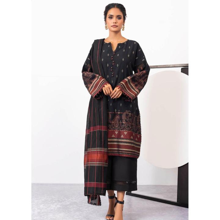 Alkaram Studio 3 Piece Unstitched Jacquard Suit With Yarn Dyed Dupatta ...