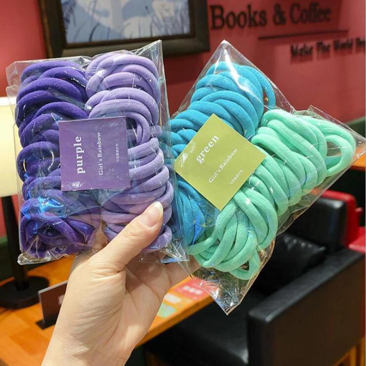 50Pcs/Set Women Girls 4CM Colorful Nylon Elastic Hair Bands / Ponytail ...