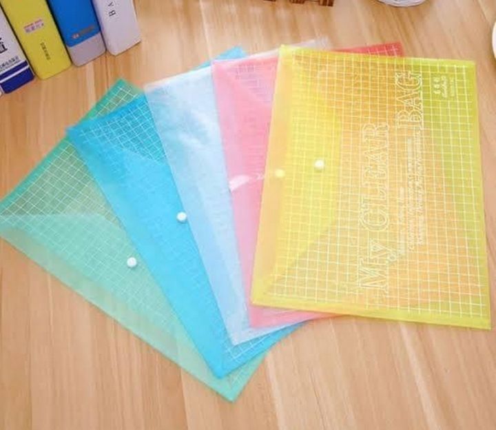 Pack of 10 plastic file folder /clear bag/ button file folder Random ...