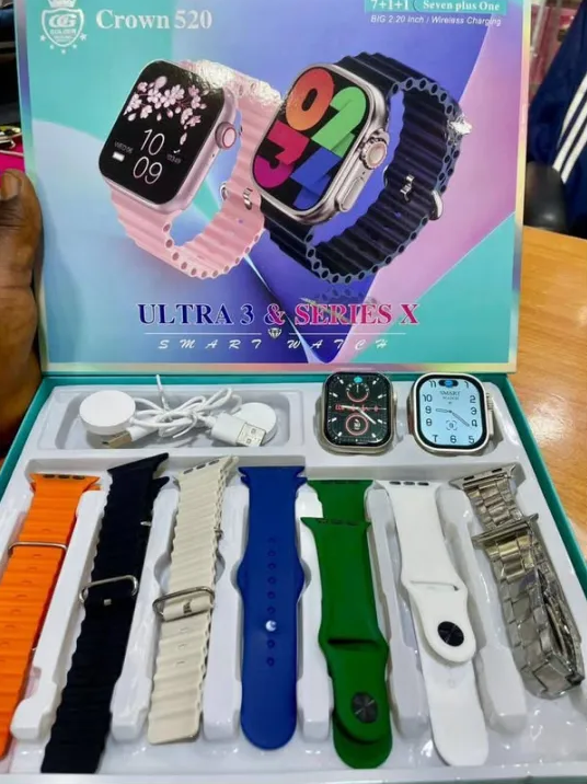 Crown 520 ( Ultra Watch 3 + Series 10 Watch and 7 Straps ) | Daraz.pk