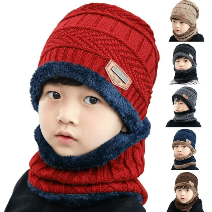 Boys and girls kids baby Winter Cap set Hat - 2Pcs Kids Winter Knitted ...