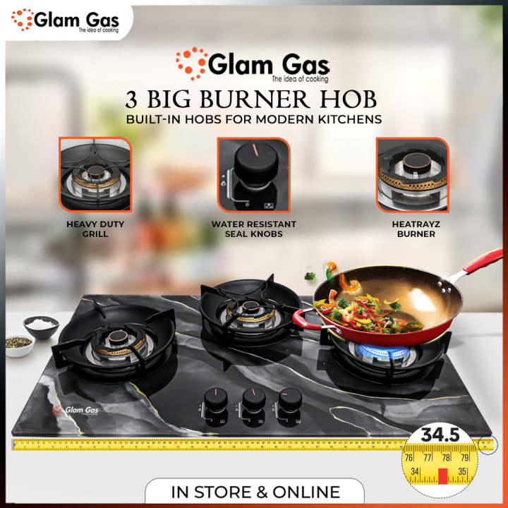 Glam Gas GG 07A Digital Hob | 3 Burner | Kitchen Gas Stove | Gas Stove ...
