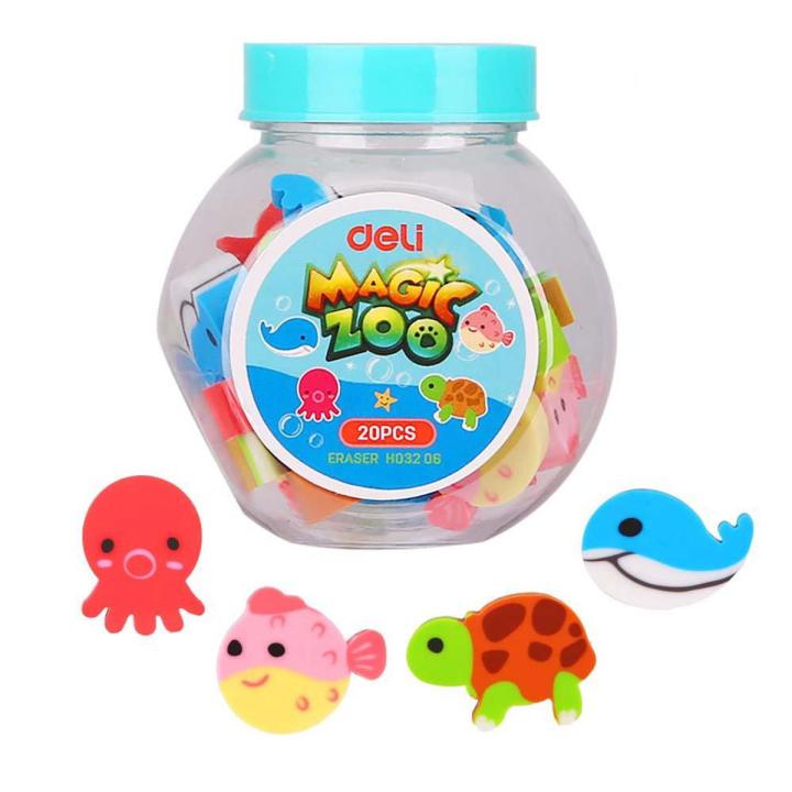 Animal Shape Mini Eraser 20 pcs Jar | Daraz.pk