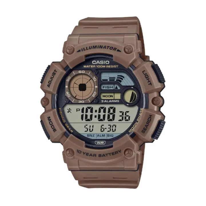 Casio General Mens Resin Quartz Digital Dual Time LED Light Alarm ...