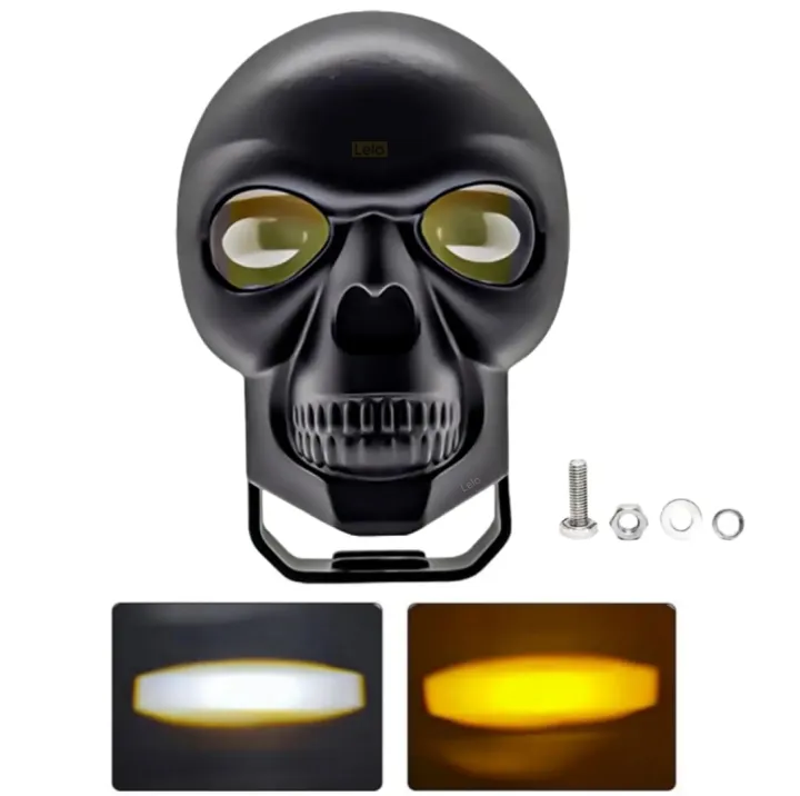 Khopari Skull Projector LED Spotlight 2 Colors Fog Light For Motorbike ...