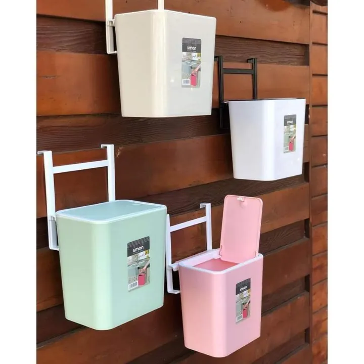 Limon Kitchen Hanging Rubbish Bin Trash Can for Cabinet Door with Lid ...
