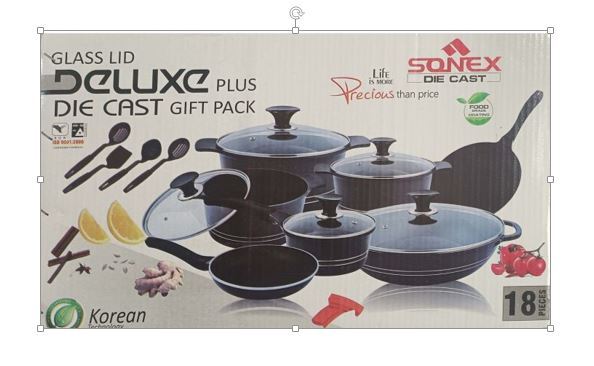 Sonex Delux Plus Die Cast Cookware Gift Set Pack of 18 Pcs - Black ...