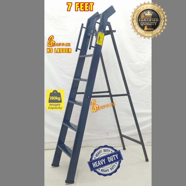 Iron Ladder 7 Feet Heavy Duty Step Ladder Handle and Plateform Attach ...