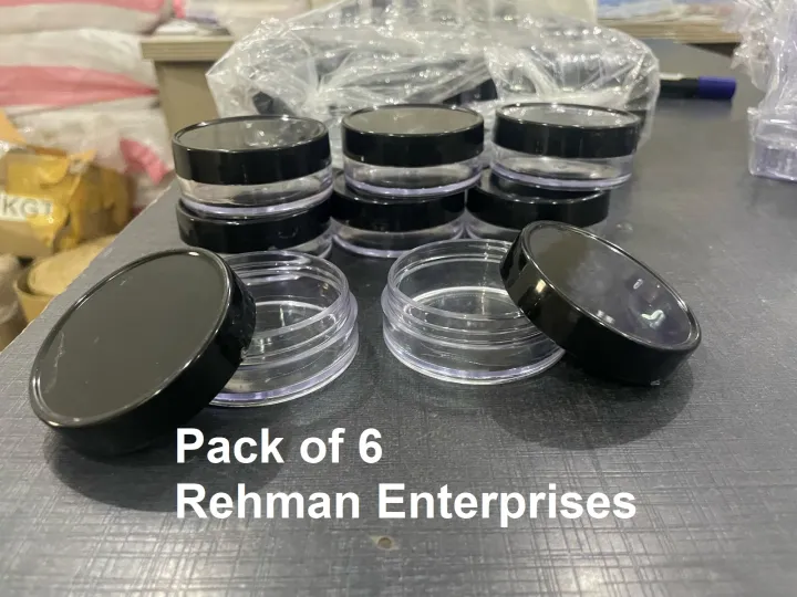 Cosmetic Jars Acrylic Plastic Beauty Containers - 30 Gram (Black Lid ...