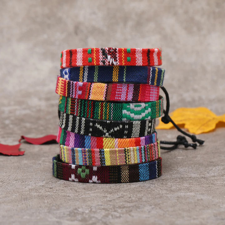 【PeacemPeace】 Summer Nepal Ethnic Bohemia Wide Fabric Bracelet Men ...