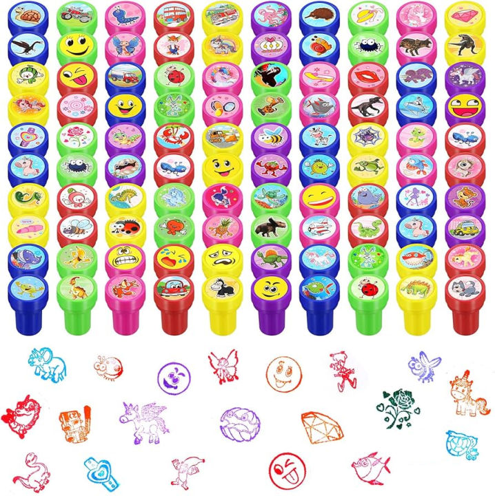 10 Pcs Set - Assorted Kids Stamps Cartoon Character Smiling Face ...