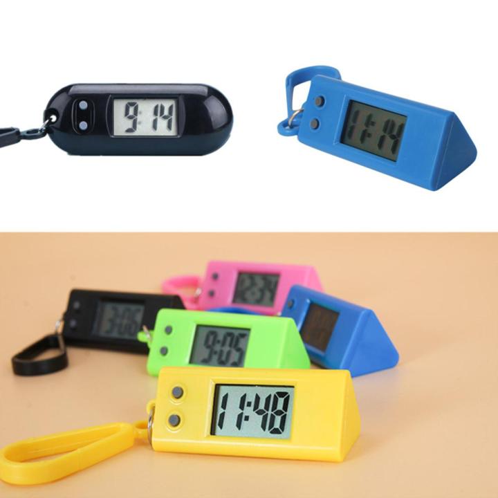 2 Styles 7Colors Student Mini Electronic Clock Keychain Electronic Oval ...