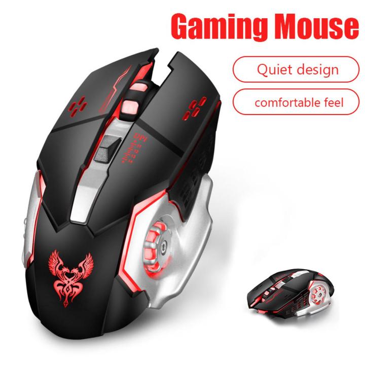 4800DPI Wireless Mouse Raton Gaming Mouse Rechargeable Silent LED ...