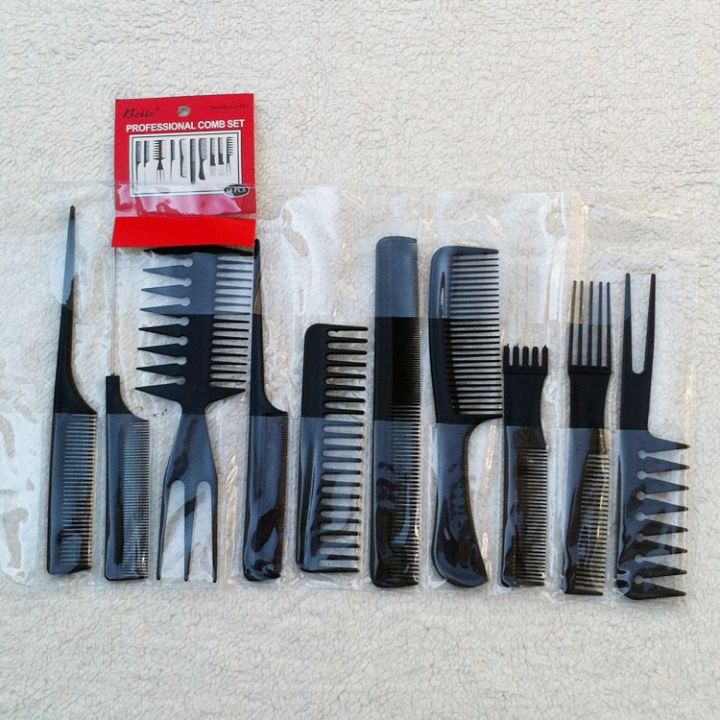 Pack Of 10 - Styling Hair Cutting Combs - Black | Daraz.pk