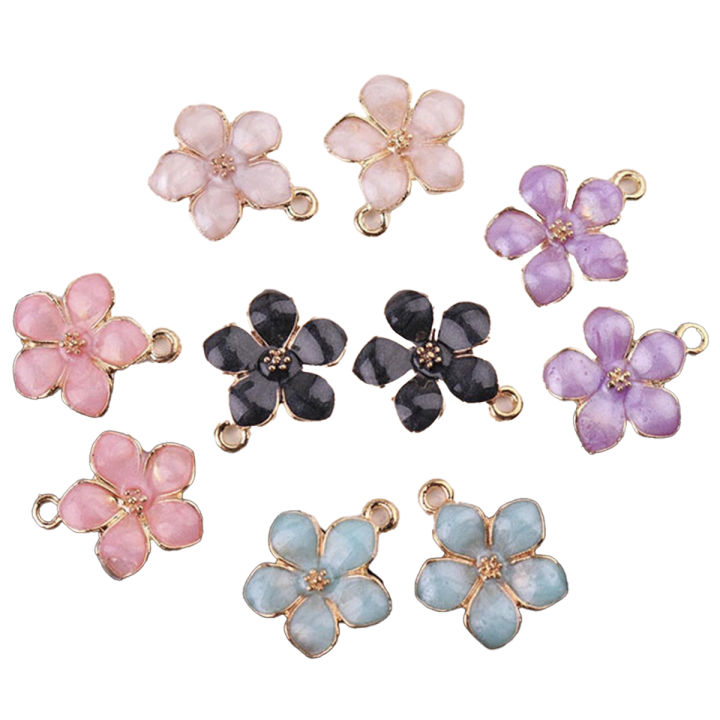 10Pcs/Set Enamel Alloy Flower Charms Pendant Jewelry Findings DIY Craft ...