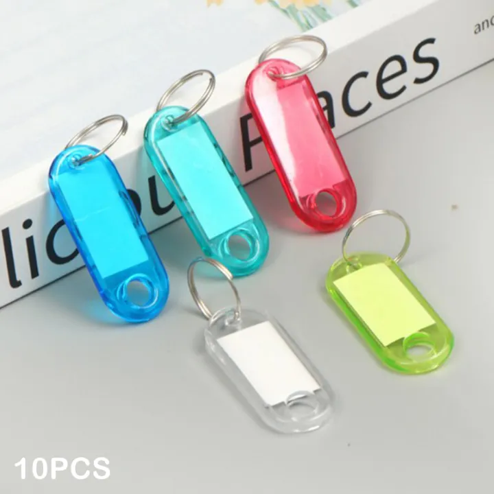 10PCS Crystal Plastic Clear Key Tag For DIY ID Classification Key Rings ...