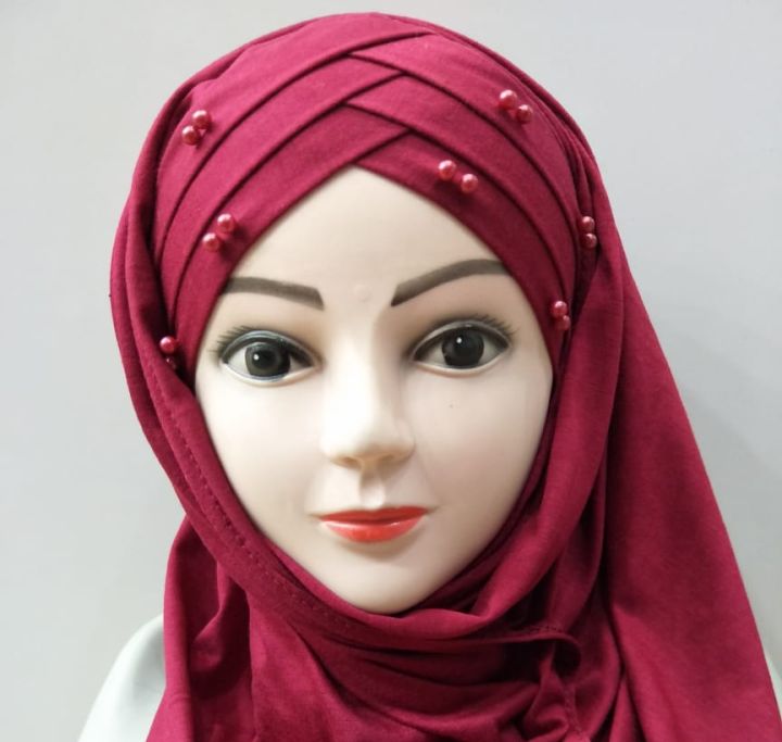 ready to wear turkish hijab/stoler/ with pearls for girls and women ...