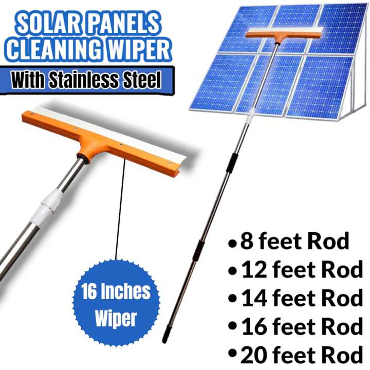 Solar Panel Cleaning Wiper, 4 to 20 feet Stainless Steel Extendable ...