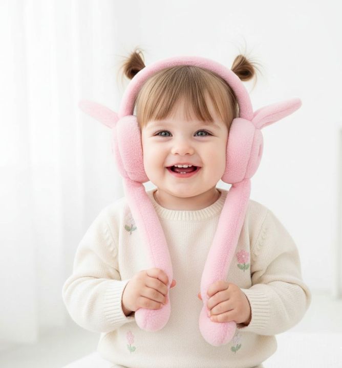 Moving Ear Plush Cap – Cute Animated Winter Earmuff Hat Kids Fashion ...